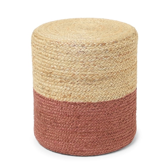Mark&Day Pouf Ottoman, Payerbach Natural Fiber Khaki Cylinder Pouf Foot ...