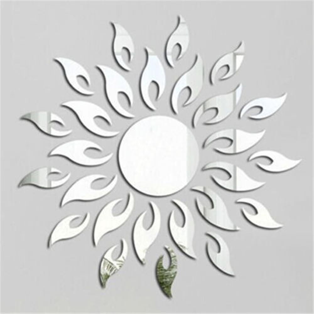 Spring hue Acrylic 3D Sunflower Fire Mirror Effect Wall Sticker Decal ...