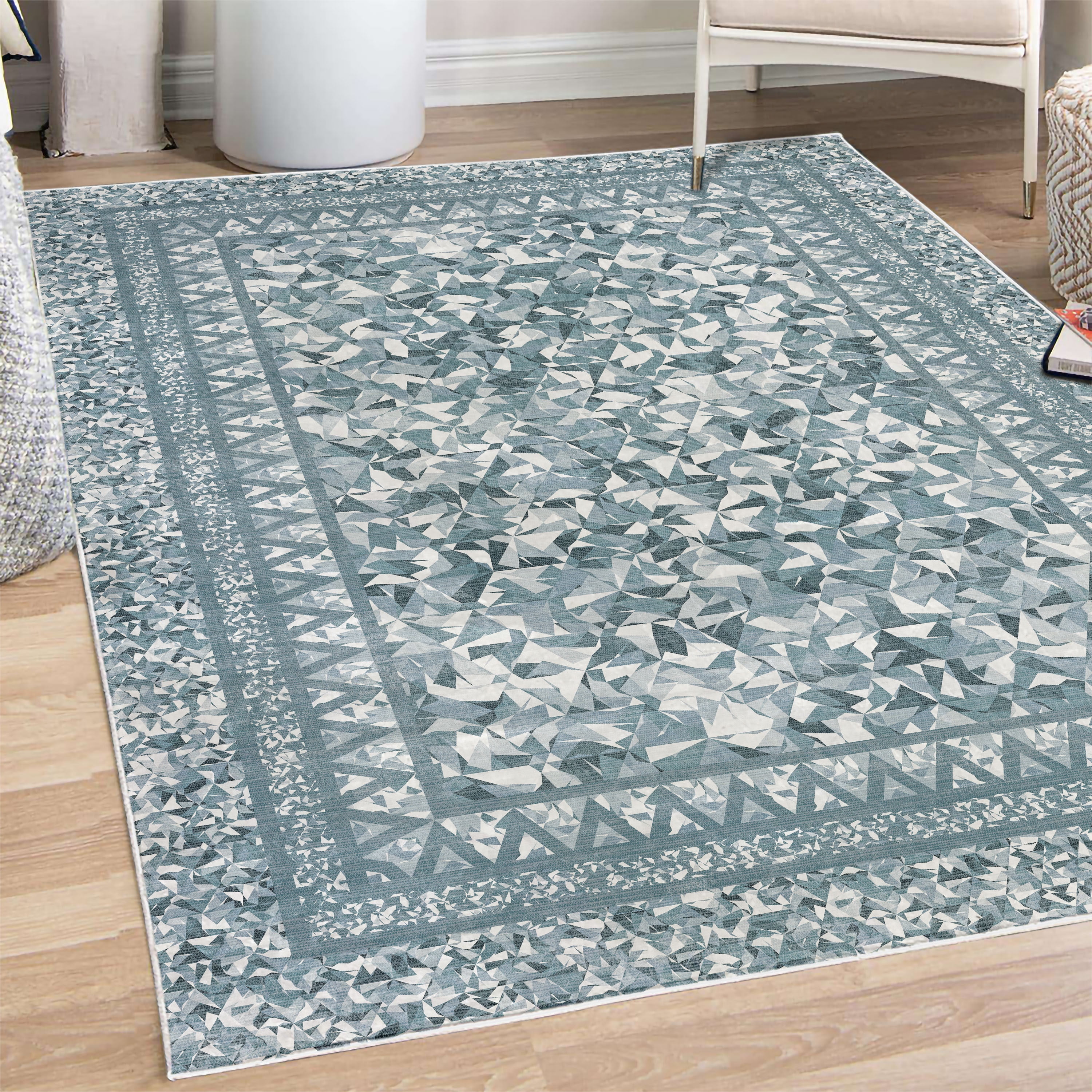 Modern Decorative Rug, Mosaic Look Abstract Polygonal Shapes Diamond ...