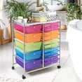 Costway 15-Drawer Rolling Storage Cart Mobile Organizer with Lockable ...