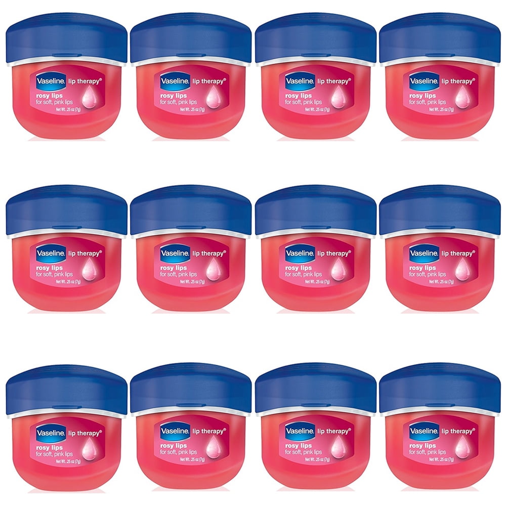 Pack of (12) Vaseline Lip Therapy Lip Balm Mini, Rosy, 0.25 oz ...