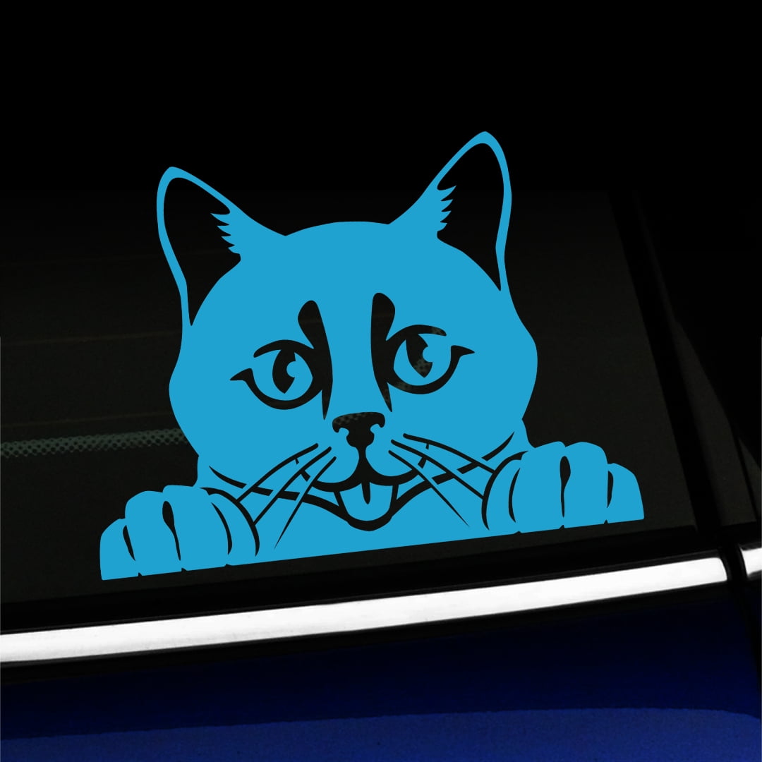 Peeking Cat - Vinyl Car Decal - Choose Color - [ICE BLUE] - Walmart.com