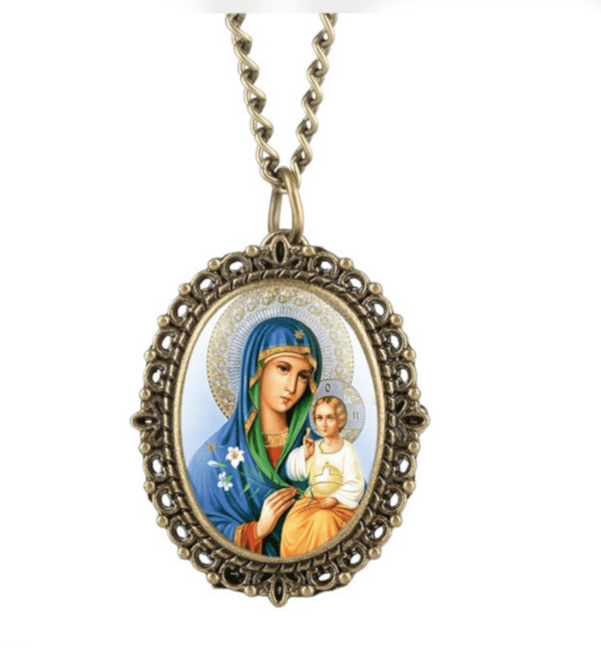 Holy Virgin Mother Mary with Baby Jesus Pocket Watch Locket Anti ...