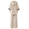 AHTJRT Women's Casual 2 Piece Set Drawstring V Neck 3/4 Sleeve Hoodies ...