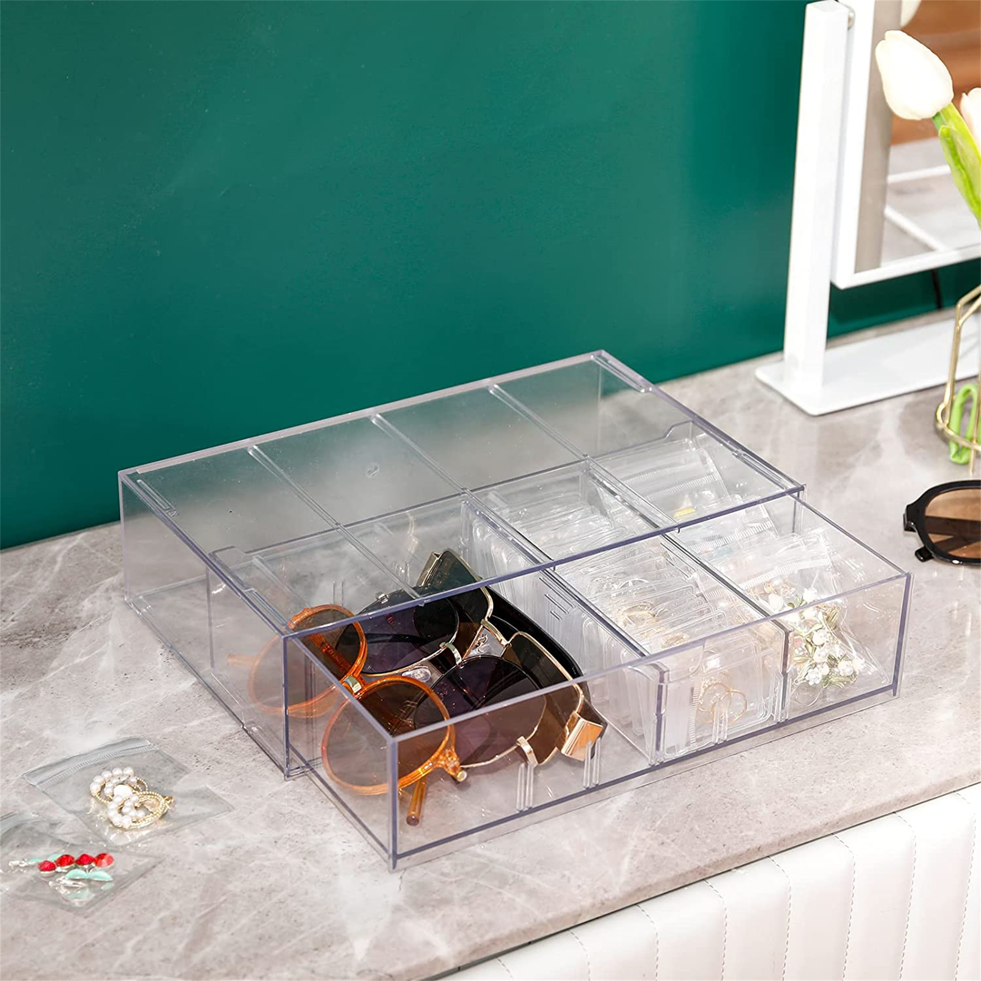 Clear Jewelry Organizer Case with 70pcs Poly Zipper Bags, Plastic ...