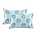 Blue Alarm Clock Pattern Pillow Case Standard Size Silky Satin Pillow ...