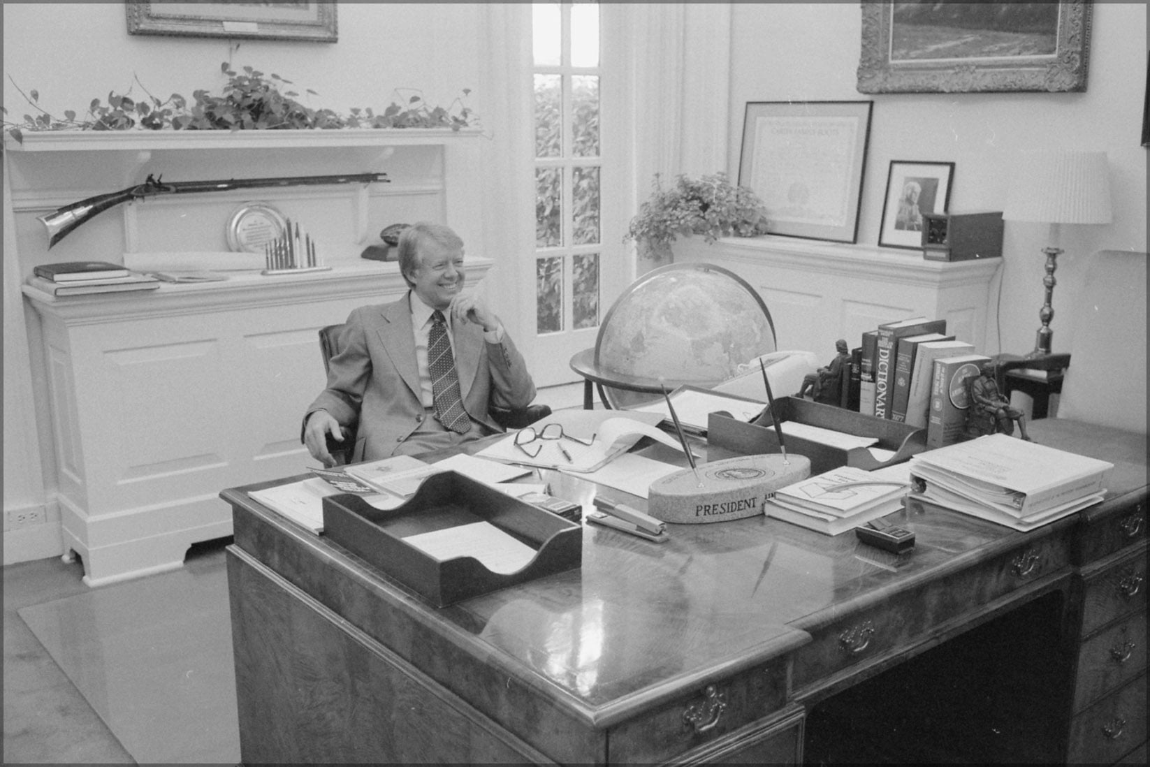 24"x36" Gallery Poster, Jimmy Carter at his desk in his private study ...