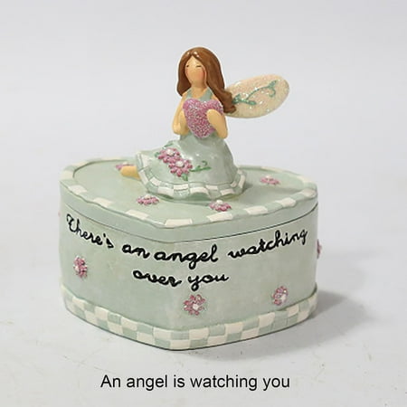 Sykyv Mother's Day Angel Holding Heart Jewelry Box Resin Storage Box ...