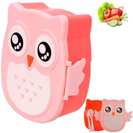 Lunch Box Bento Box Cartoon Owl Lunch Box with Spoon and Fork Suitable ...