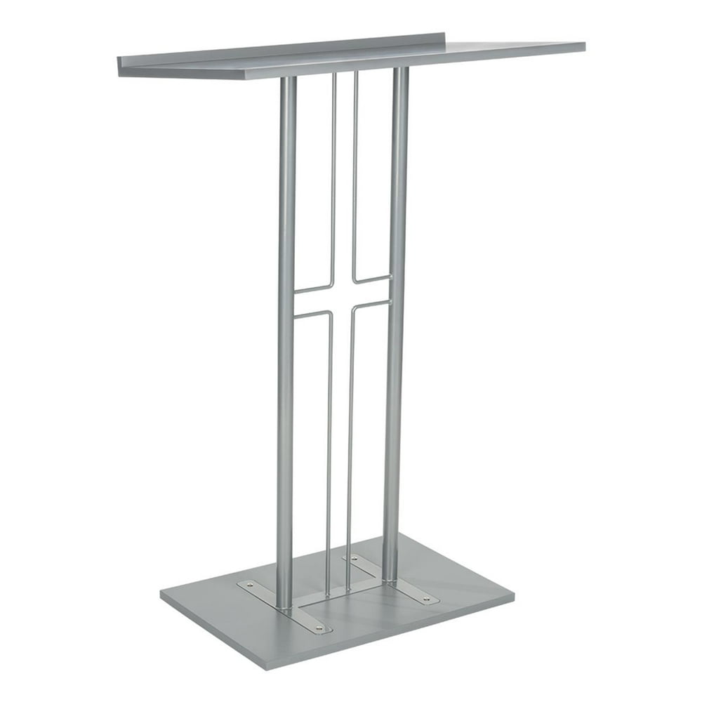 Displays2go LCTPCRSSLV Cross Podium, Floor Standing Pulpit, Slanted Top ...