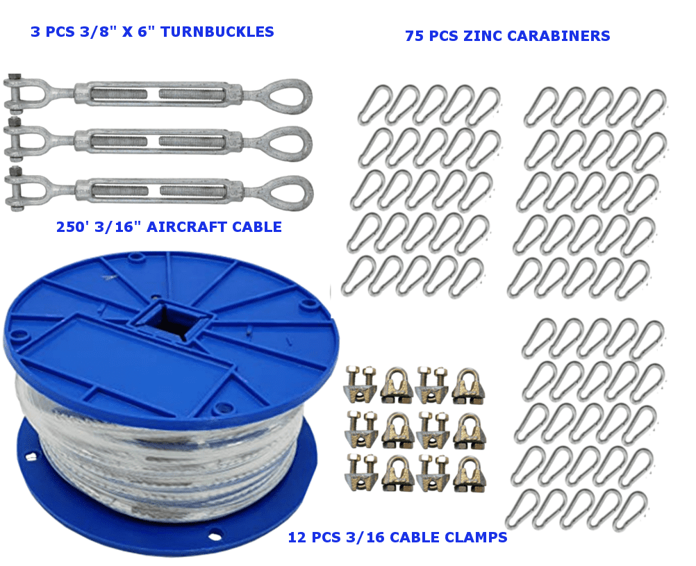 Jones-Sports Heavy Duty Indoor/Outdoor Cable Kit Hardware for Baseball ...