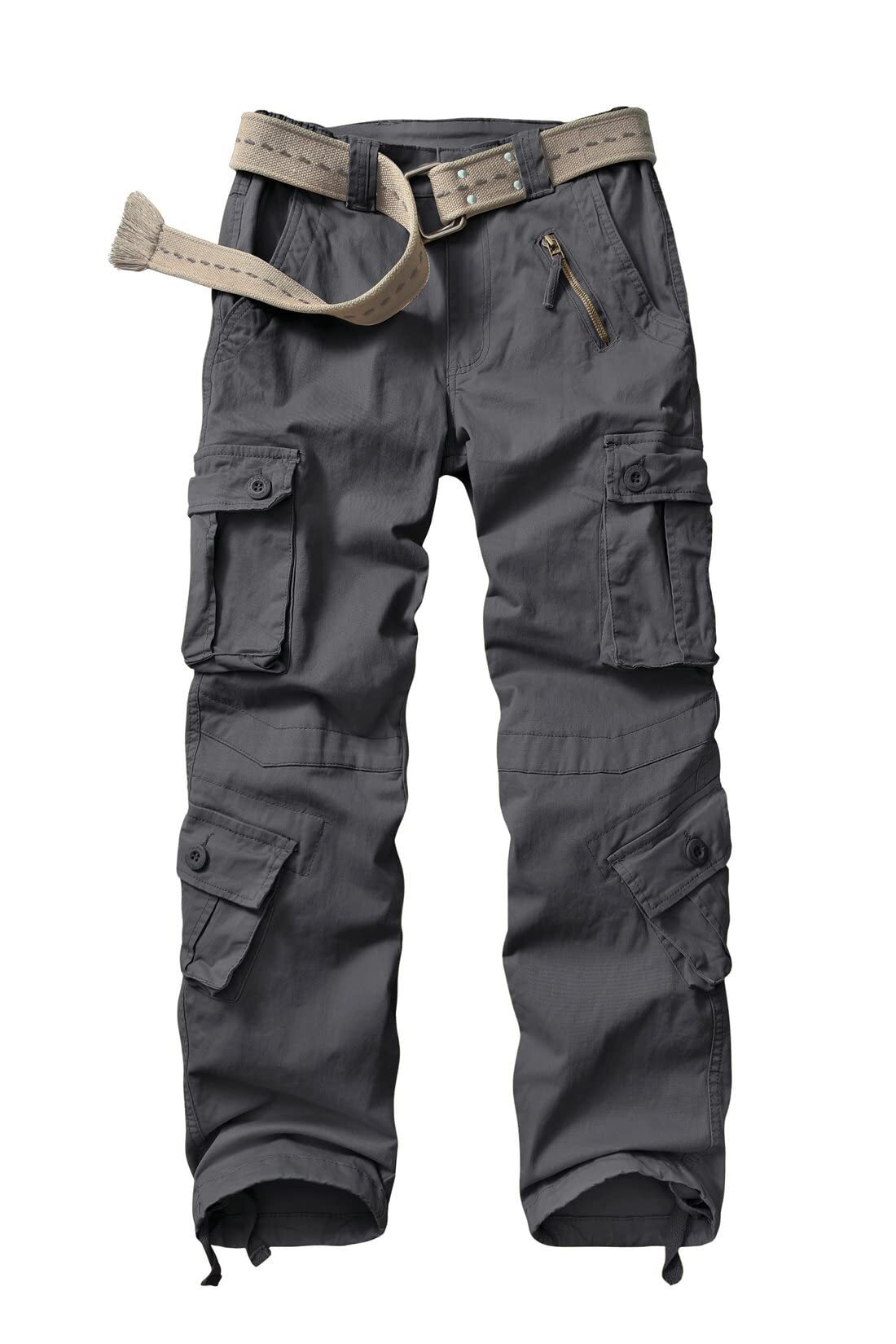 Omthaka Women s Cotton Cargo Pants With 8 Pocket Grey Size 14 Walmart
