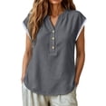 Aezemi Womens V Neck Button down Shirts Lace Cap Sleeve Lightweight ...