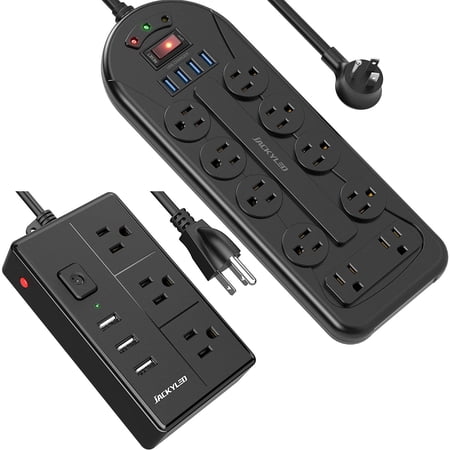 Portable Power Strip with 3 USB Ports 3 AC Outlets and Plannu Surge ...
