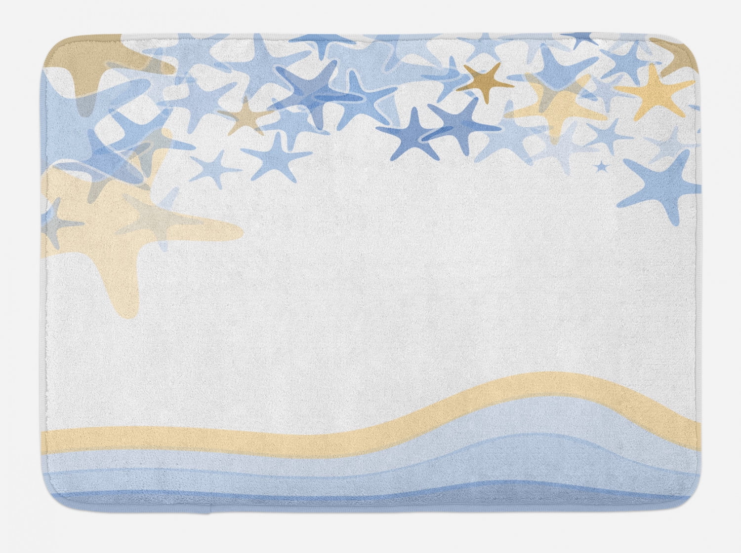 Starfish Bath Mat, Wavy Stripes in the Ocean Inspired Design Starfishes ...