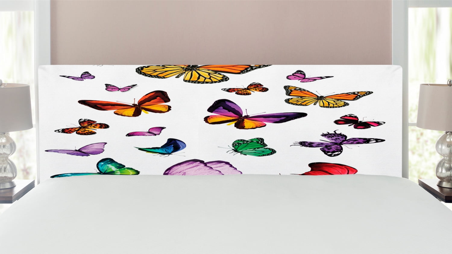Butterfly Headboard, Arrangement of Different Colored Flying ...