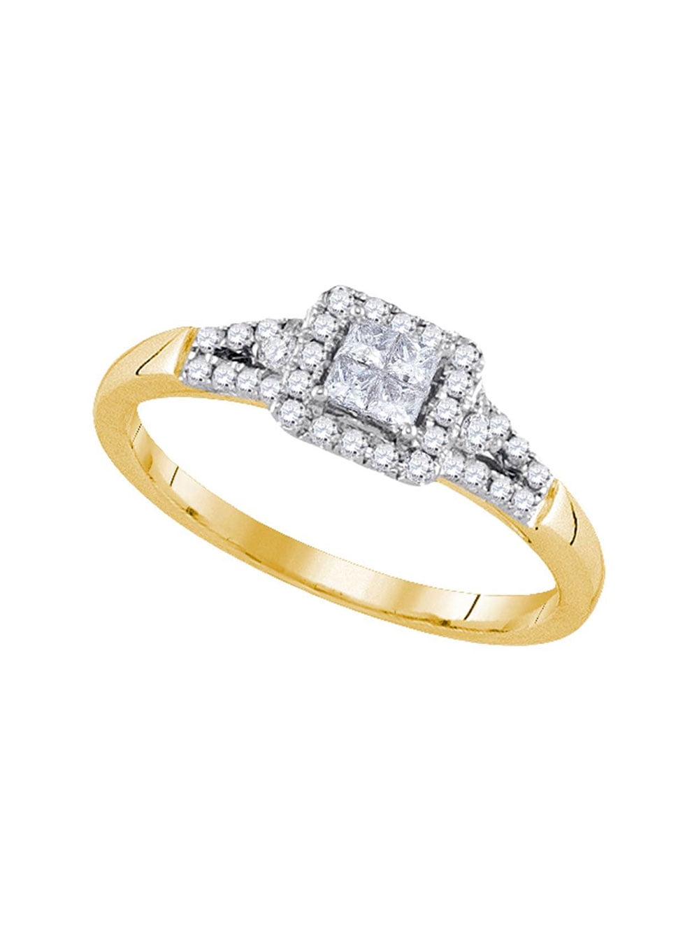 Shirin Diamond Jewelry - 14kt Yellow Gold Princess Diamond Square Frame ...