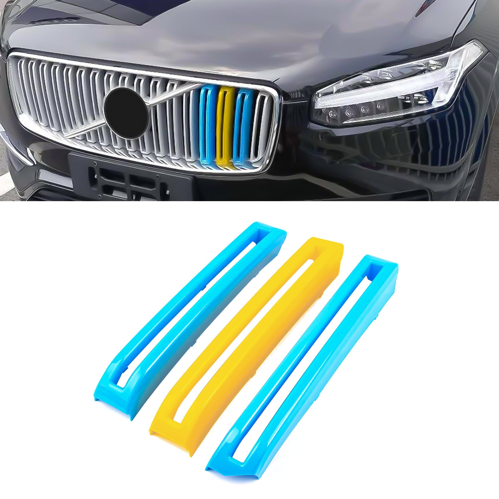 Xotic Tech Sweden Flag Color Tri Grille Insert Trims Strips, Front ...