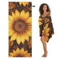 BZSMCE Soft Golden Sunflower Patterns For Beach Towel with Wind ...