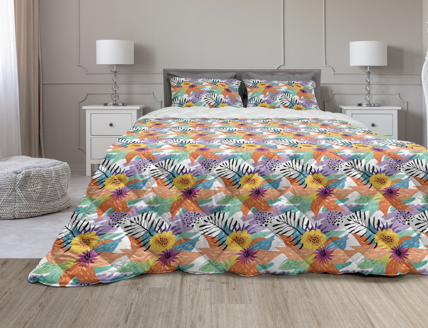 Tropical Comforter & Sham Bedding Set, Exotic Flourishing Hawaiian ...