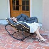 SWITTE Outdoor Rocking Chair, Indoor Lounge Rocking Chair with Cushion ...