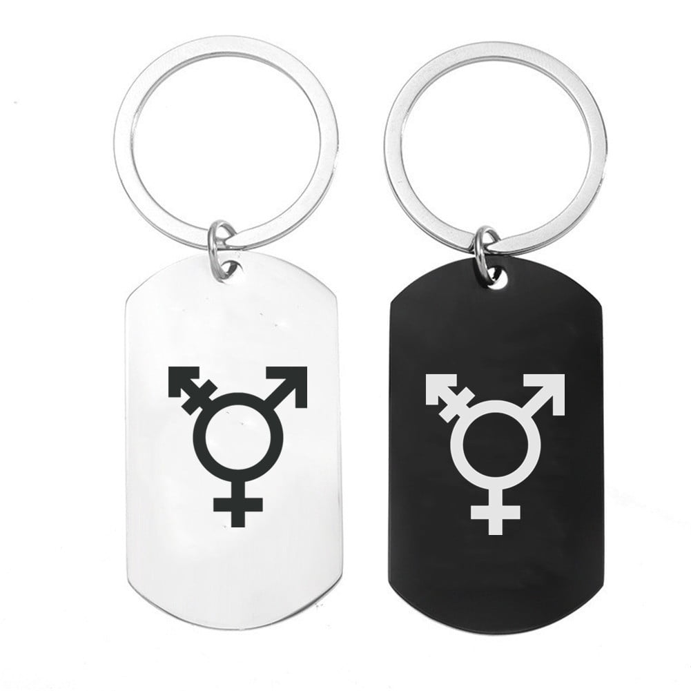 2 Pack Stainless Steel Transgender Pride Keychains Trans Symbol Keyring ...