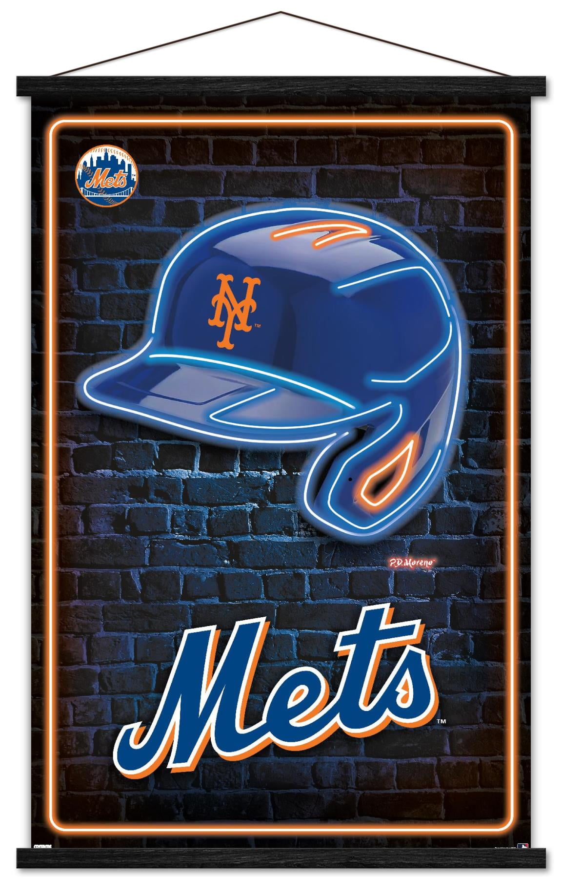 MLB New York Mets - Neon Helmet 23 Wall Poster with Magnetic Frame, 22. ...