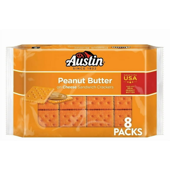 Austin Sandwich Crackers, Peanut Butter and Cheese, 2 Pack of 8, Shelf ...
