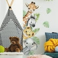 44.88×11.75 Inch Jungle Safari Animal Wall Decals Watercolor Forest ...