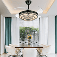 FINE MAKER 42" Crystal Ceiling Fan with Light Bluetooth Remote ...