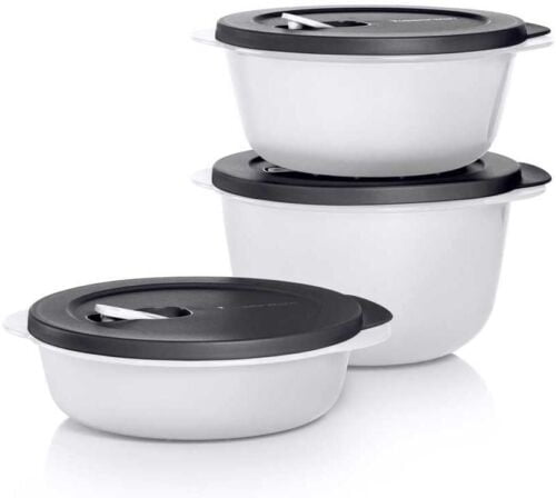 TUPPERWARE Crystalwave 3 Pc Bowl Set with Black Seals - Walmart.com