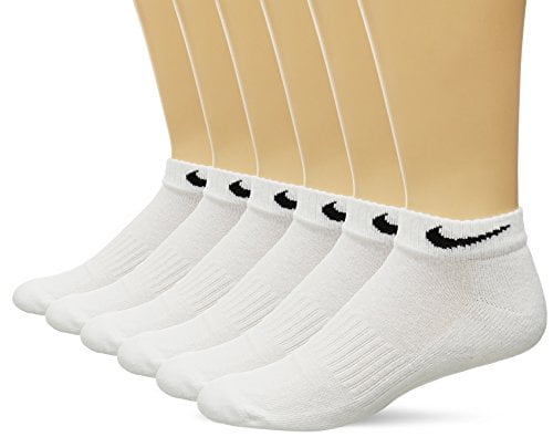 NIKE Unisex Performance Cushioned Low Rise Socks (6 Pairs), White ...