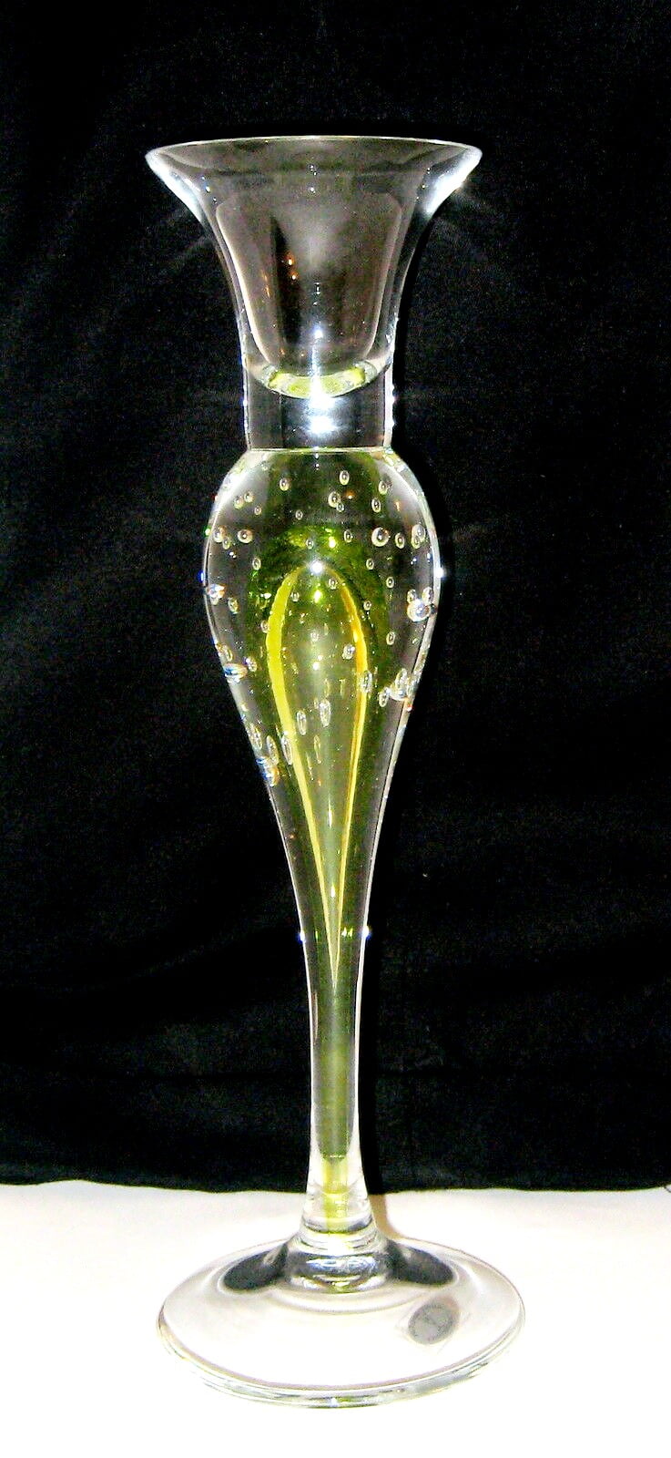 Hut Charlotta Hand Made Czech Art Glass Candlestick Torch