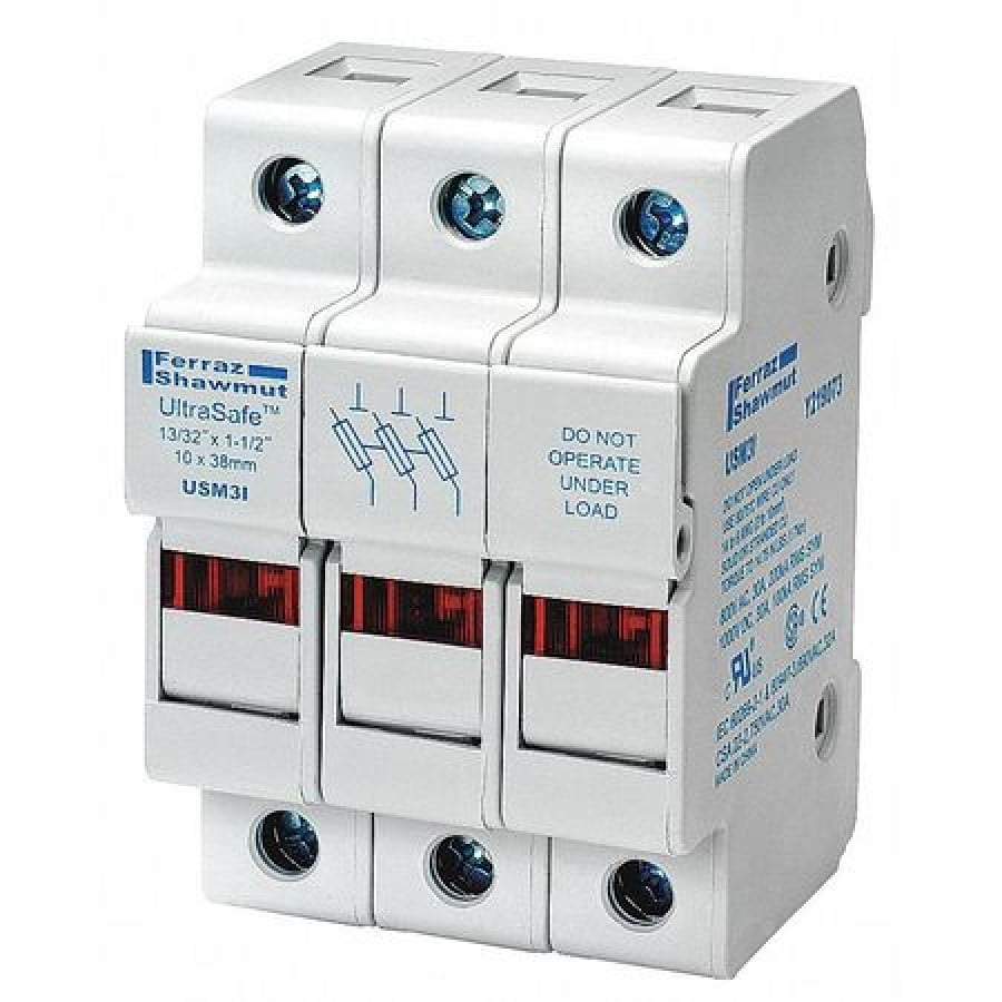 MERSEN/FERRAZ SHAWMUT USM3I Fuse Block,Midget and CC Class,30A,3 Pol ...