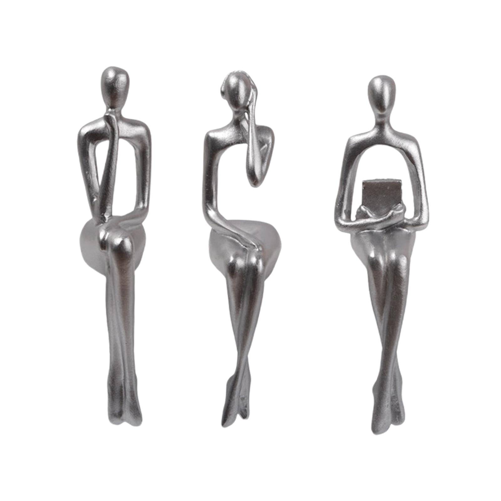 3x Sitting Thinker Statue Modern Sitting Posture Figure for Home Study ...