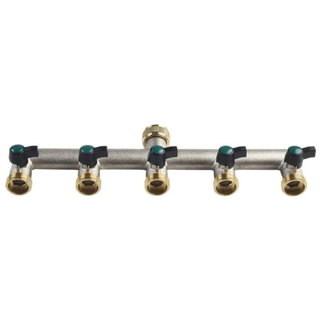 5-Way Heavy Duty Brass Garden Hose Divider 3/4 Inch Water Distributor 5 ...