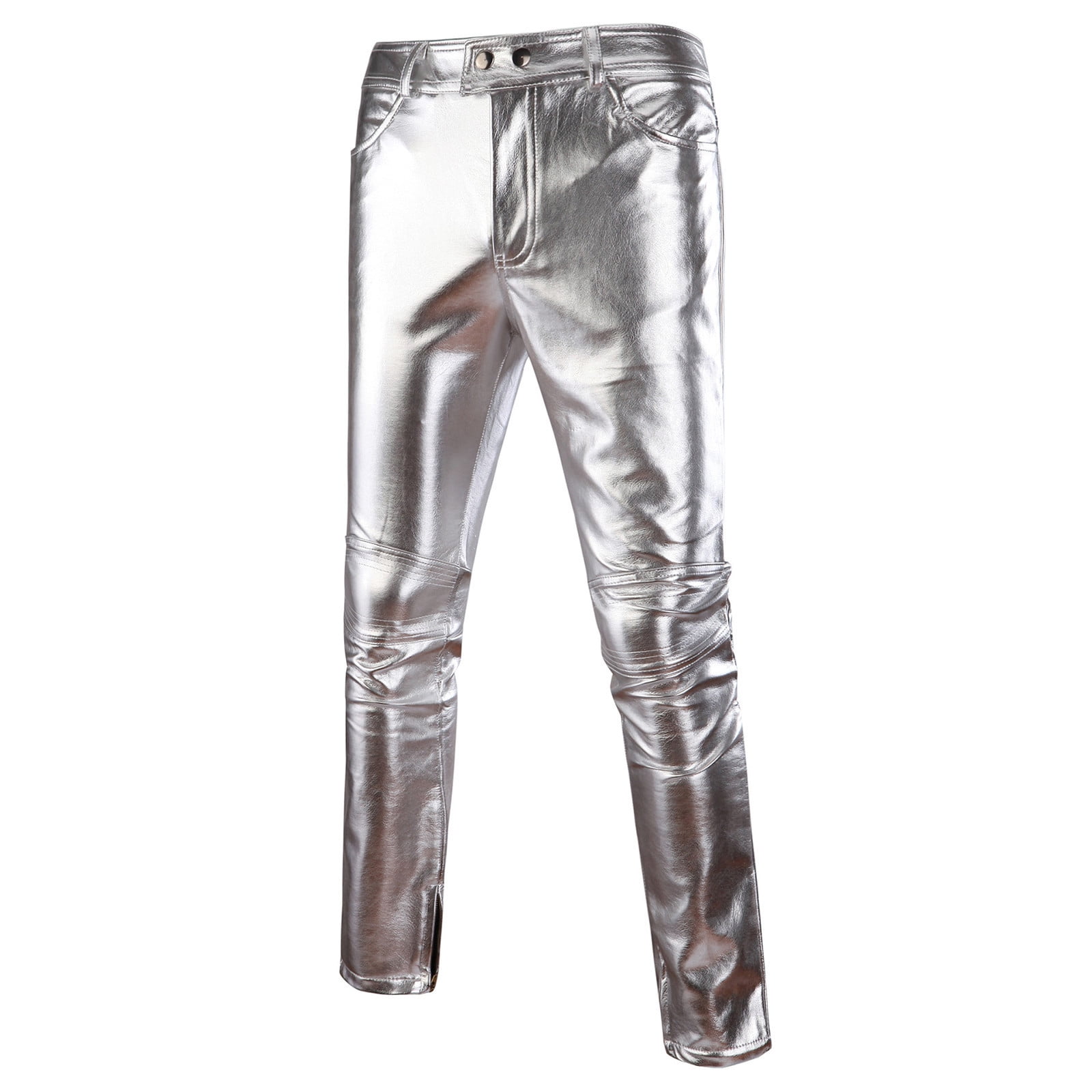 Hvyesh Mens Casual Night Club Metallic Moto Jeans Style Flat Front Suit ...