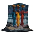 African American Woman Fleece Throw Blanket Coastal Ocean Blue Yellow ...