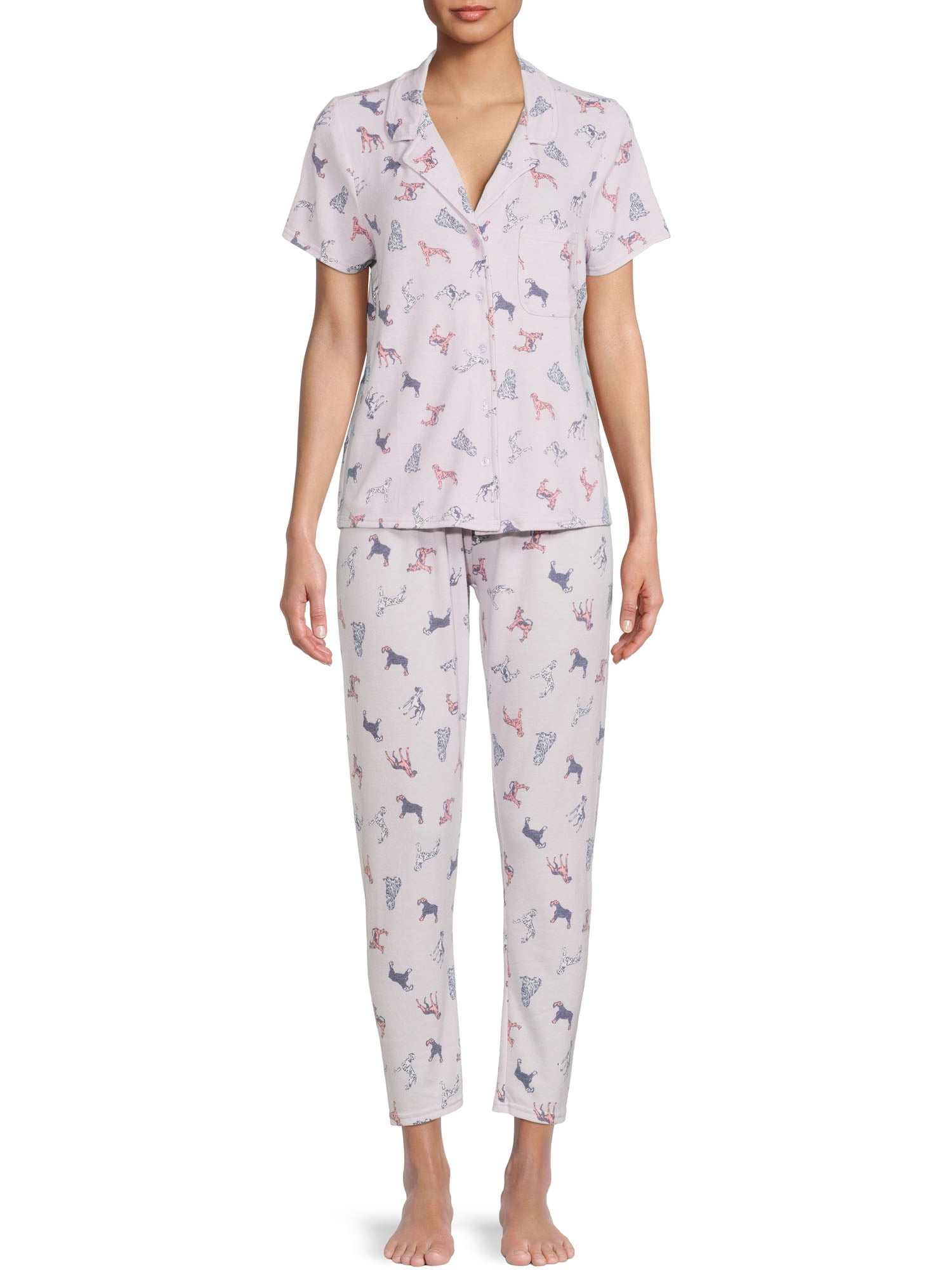 Como Blu Women's Notch Collar and Pants Sleep Set, 2-Piece - Walmart.com
