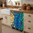 Abstract Colorful Glass Cabinet Curtains for Kitchen 35"W x 35"L, Blue ...