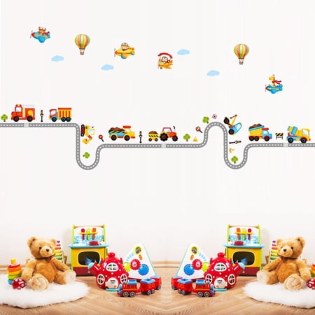 NETSENG Cartoon engineering car car track wall stickers DIY children's ...