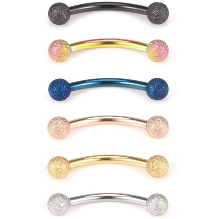 3mm Matte Balls Externally Threaded Curved Barbell Eyebrow Nose Septum Belly Lip Tragus Ring ...
