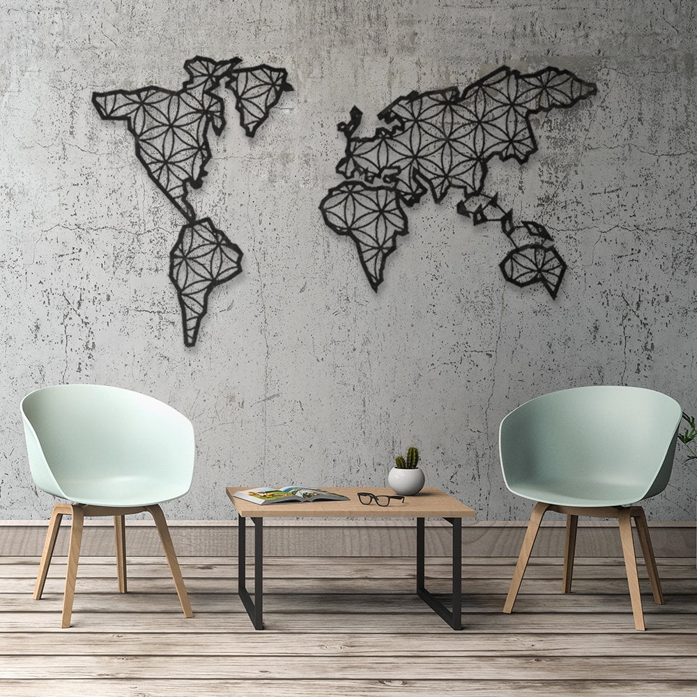 LaModaHome Metal World Map, World Map, Metal Wall Decor, Metal Wall Art ...