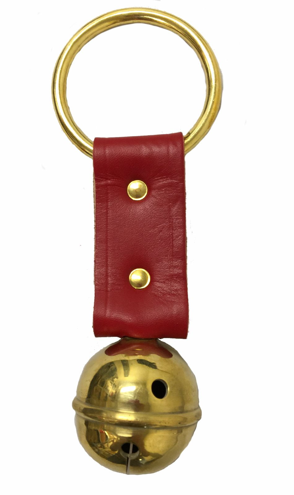 Belsnickel Red Elf's Bell Leather Brass Sleigh Bell Door Hanger Made in ...