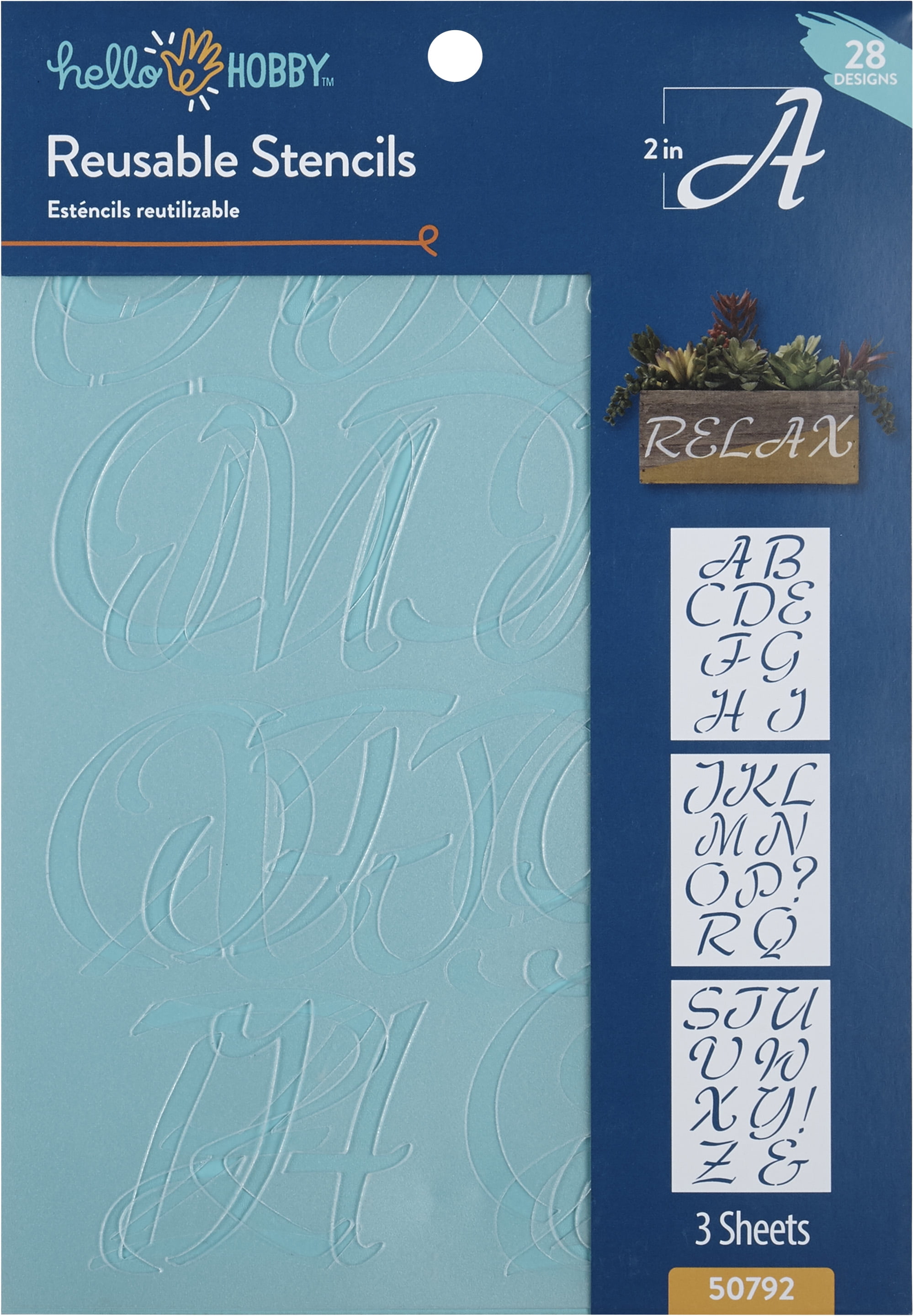 Hello Hobby Stencil Set, 7" x 10", 3 Piece, Italics - Walmart.com