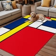 Abstract Color Block Outdoor Rug 6x9 ft Yellow Red Blue Rectangular ...