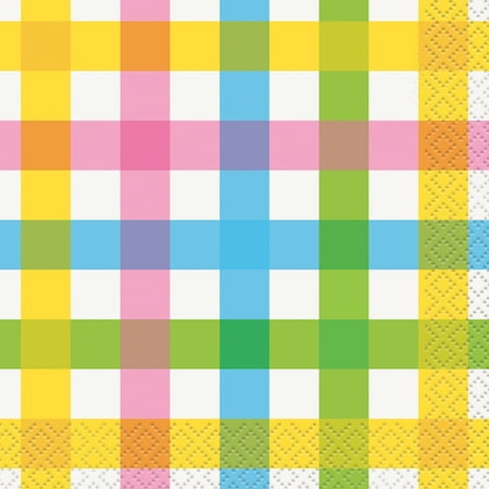 Colorful Plaid Easter Paper Beverage Napkins, 5in, 24ct - Walmart.com ...