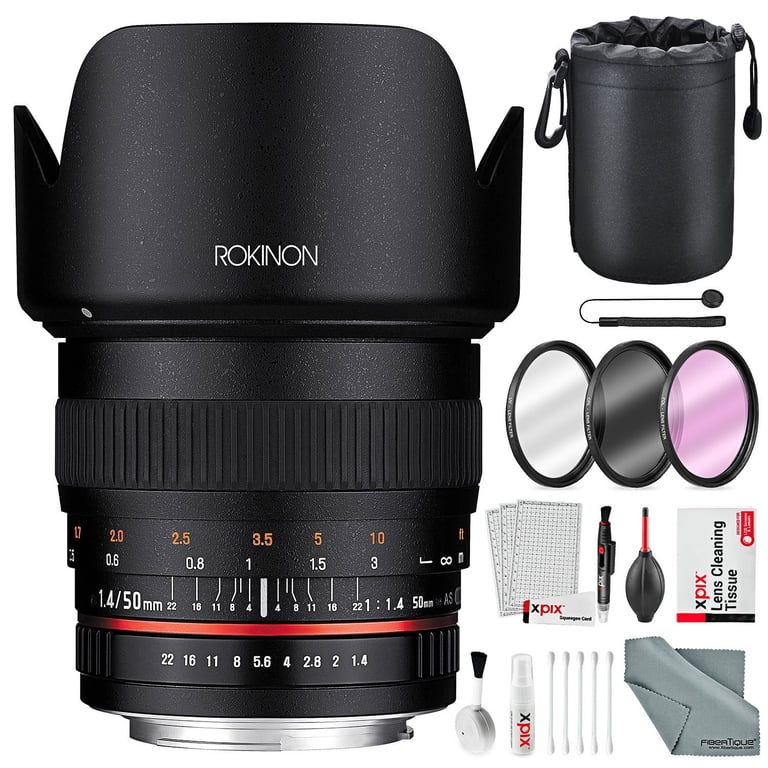 Rokinon 50mm AS IF UMC Lens for Nikon F-Mount with Deluxe Accessory