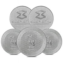 Lot of 5 - Silver Generic Bullion Coins .999 Fine, 1 oz Rounds ...