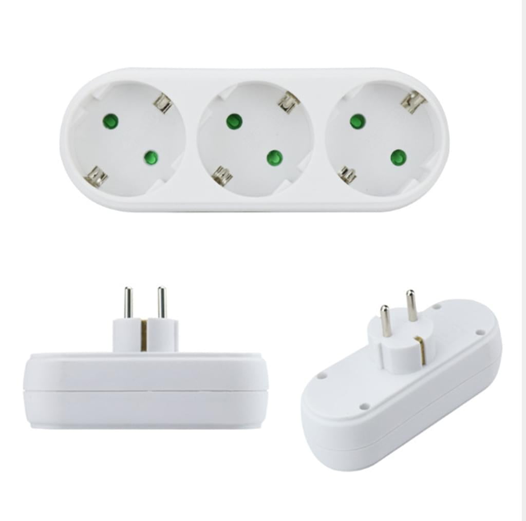 3-way socket adapter, 3-way multiple plug wall or table socket 16A ...